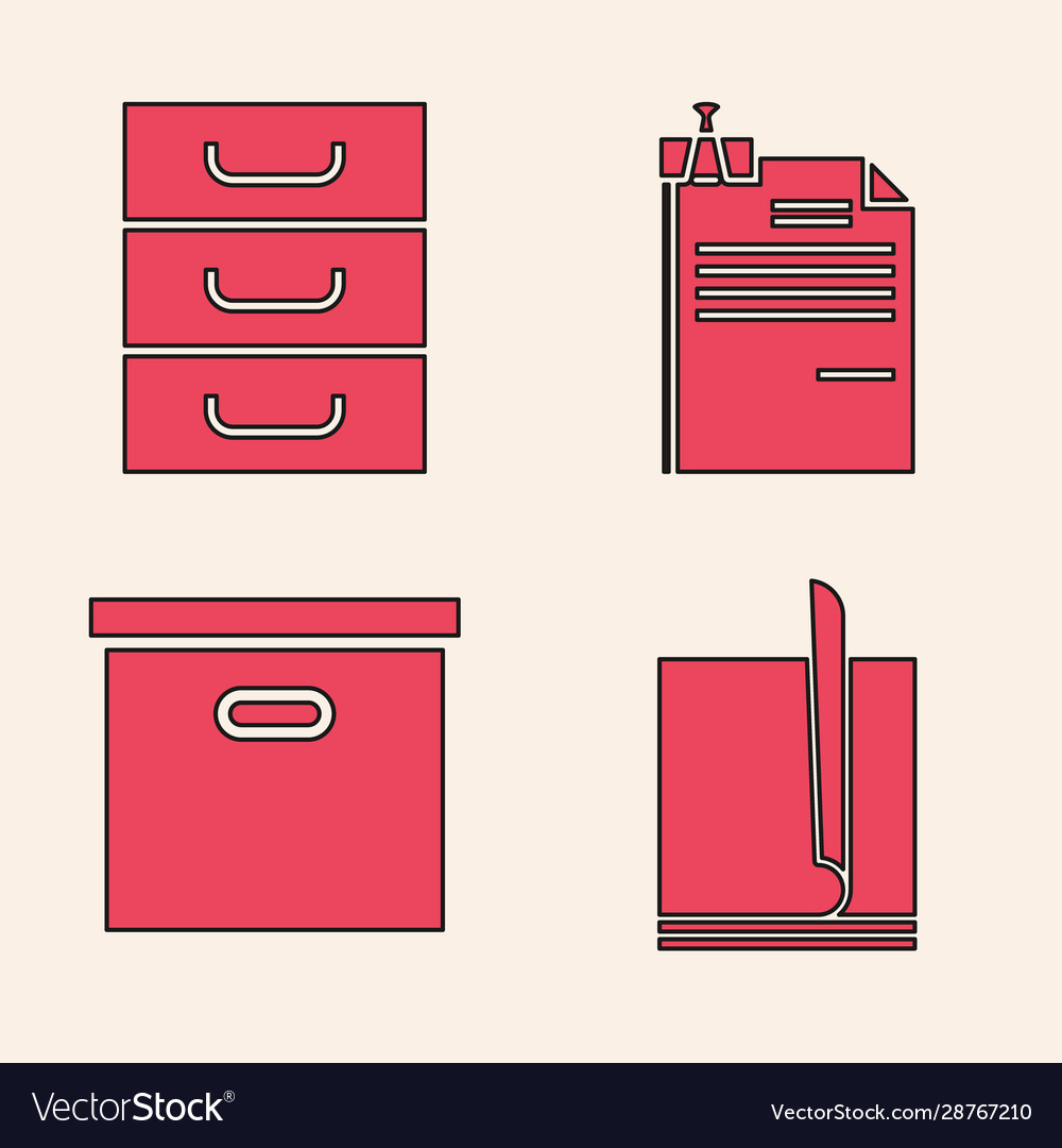 Set file document drawer with documents file Vector Image