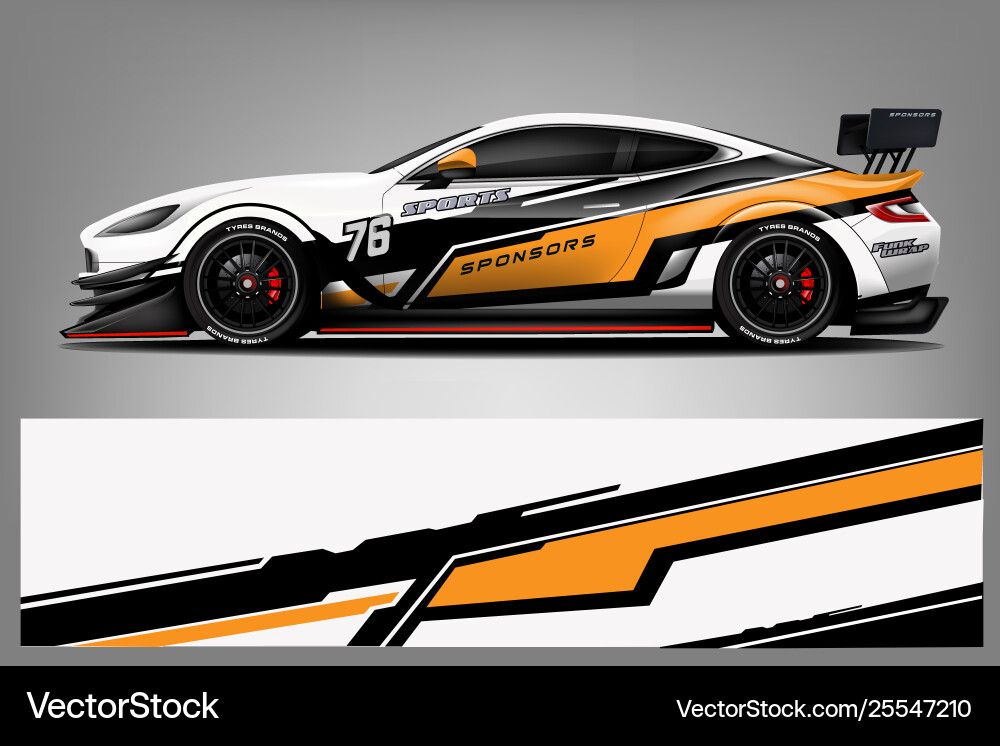 Sport car racing wrap design design Royalty Free Vector