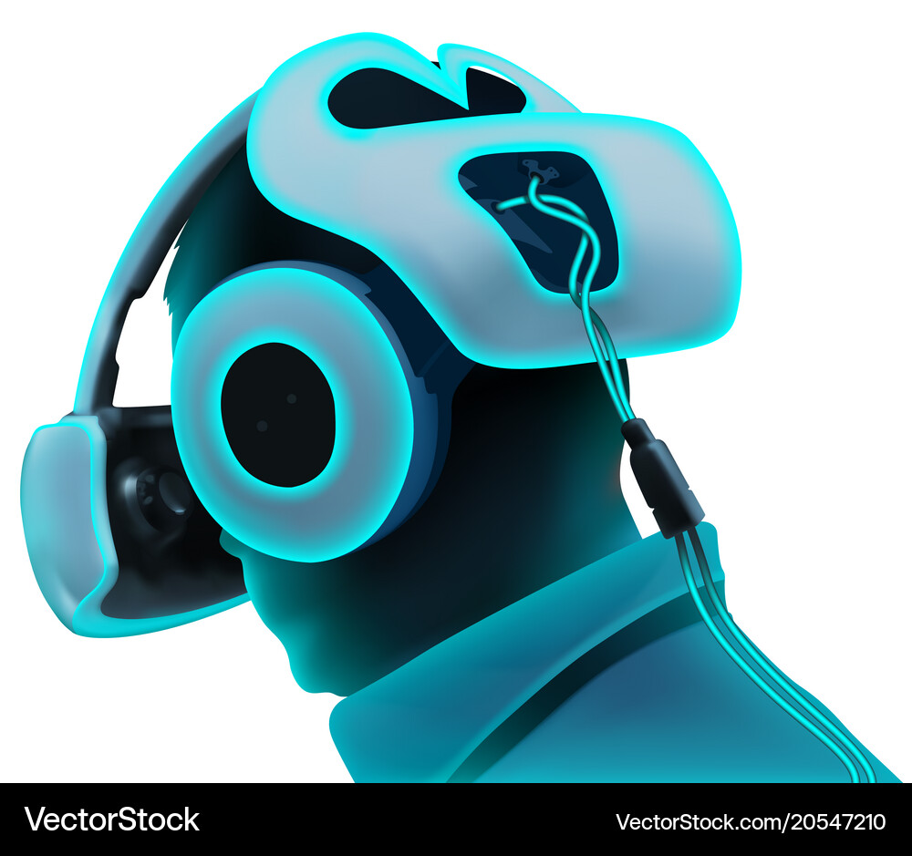 Virtual reality headset in neon tones Royalty Free Vector