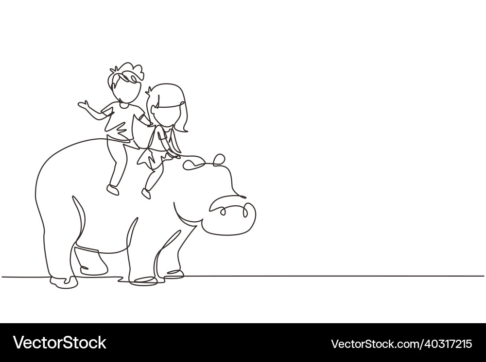 Continuous one line drawing happy little boy Vector Image