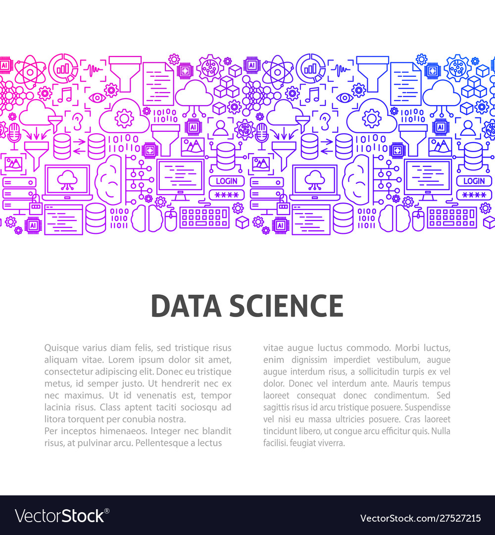 Data science line design template Royalty Free Vector Image