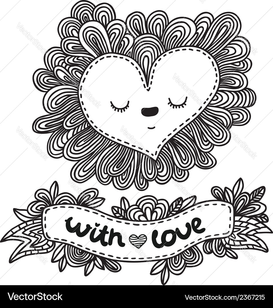 Doodle heart for valentines day Royalty Free Vector Image