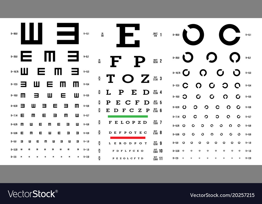Eye Test Chart Set Vision Test Optical Royalty Free Vector My XXX Hot