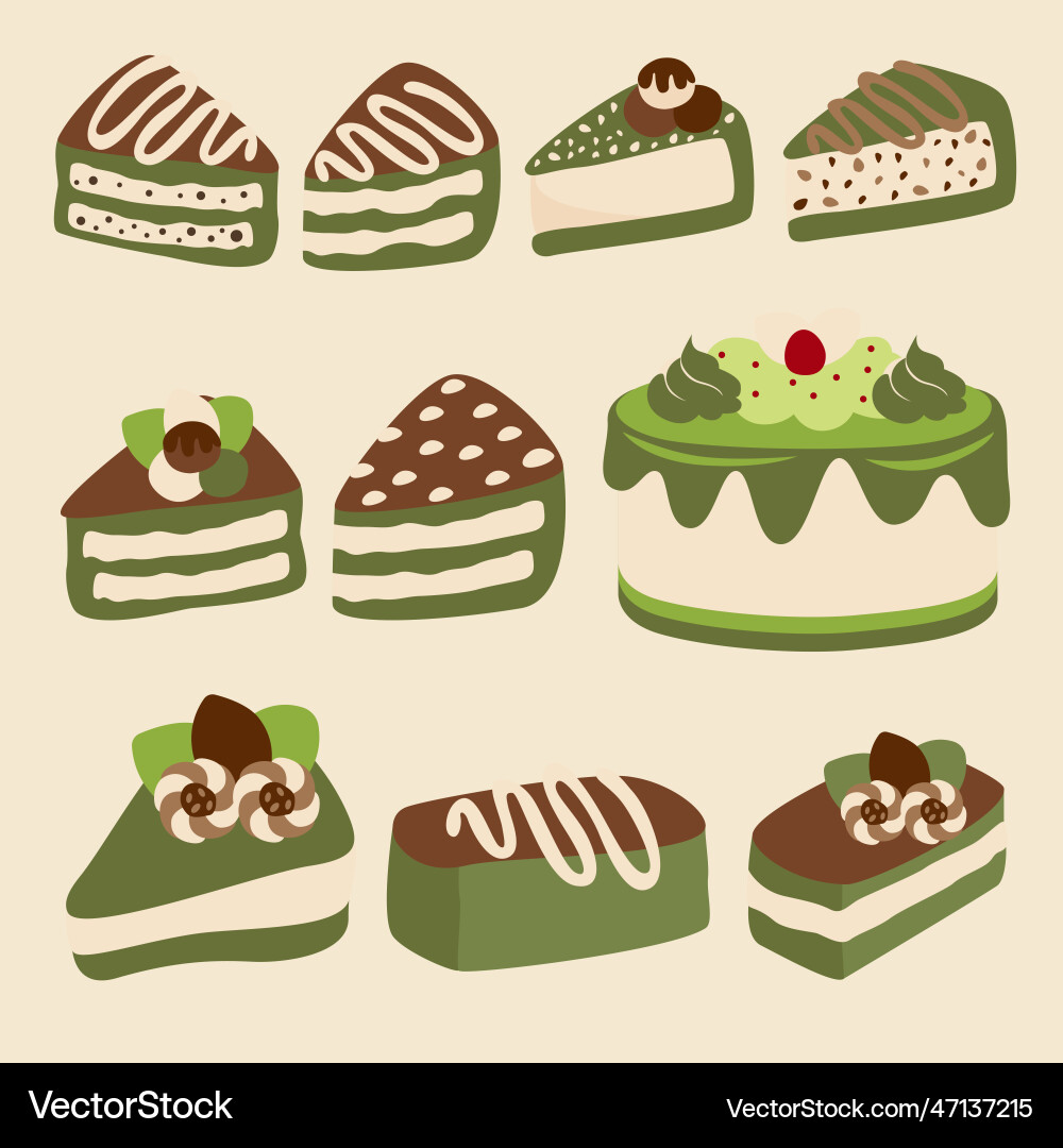 Green birthday cake with boho style Royalty Free Vector