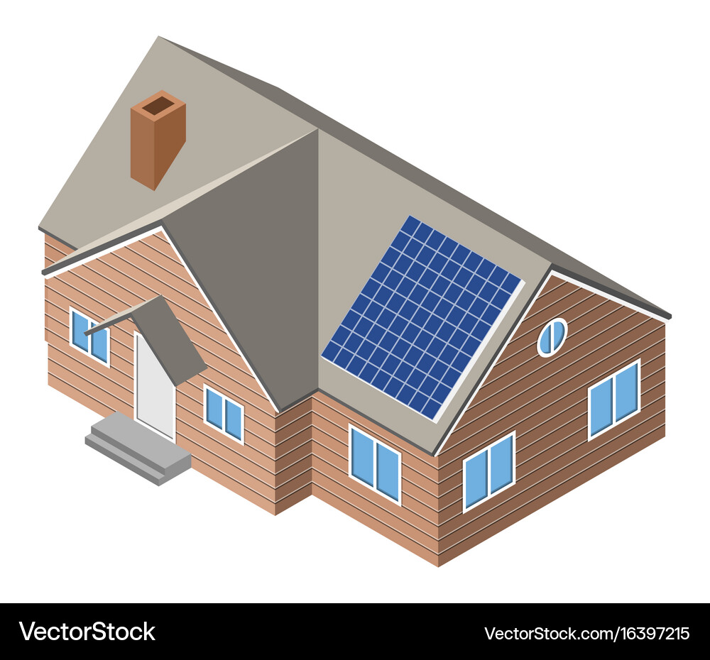 House with solar panel on roof Royalty Free Vector Image