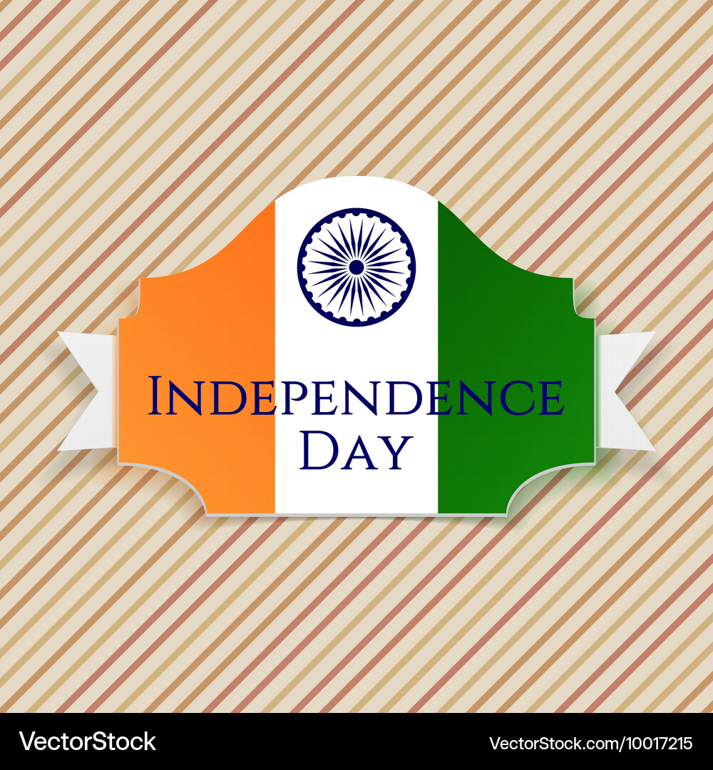 Indian independence day label with ribbon Vector Image