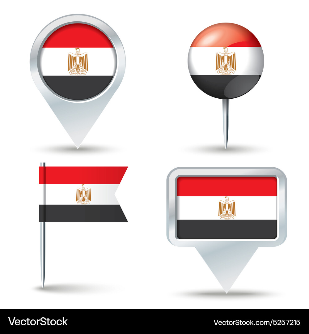 Map pins with flag of egypt Royalty Free Vector Image