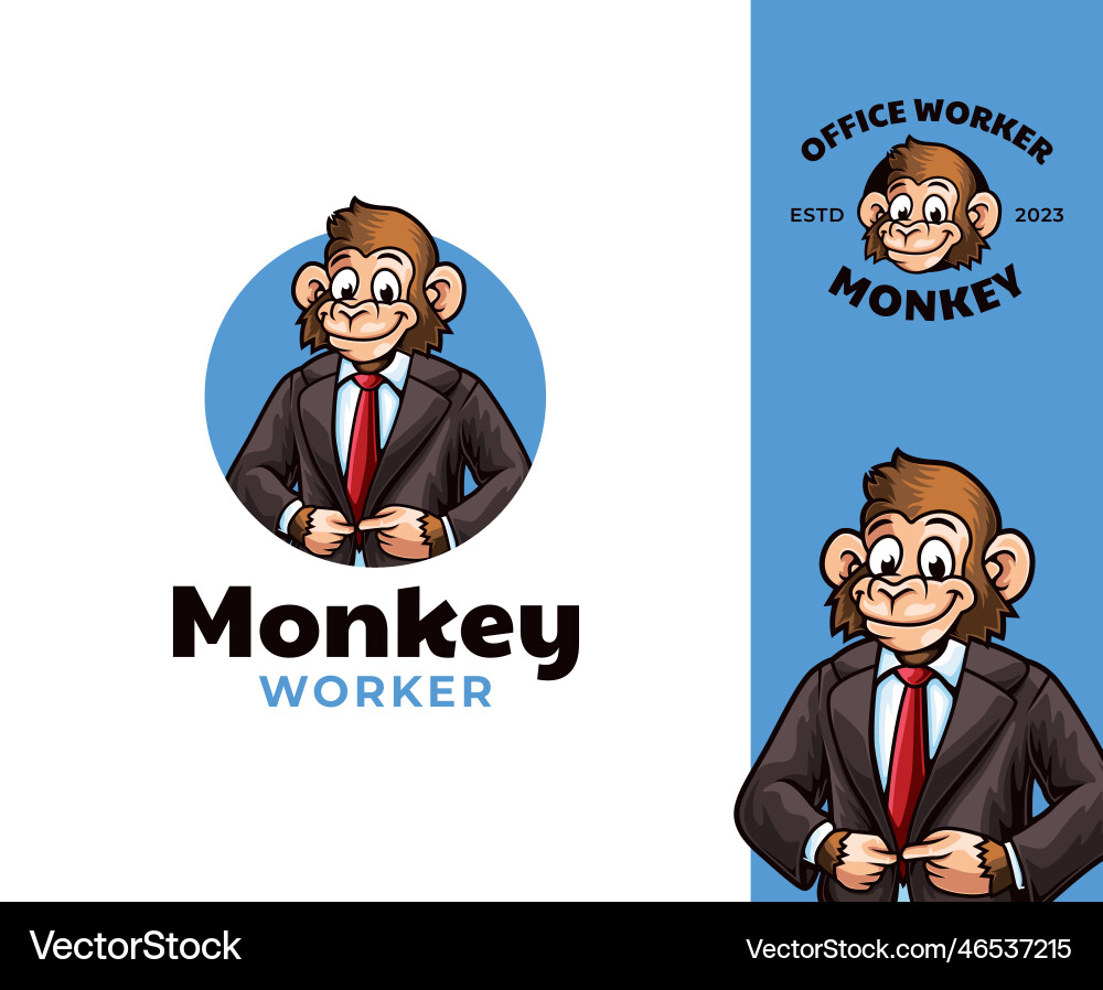 Monkey employee mascot logo design Royalty Free Vector Image