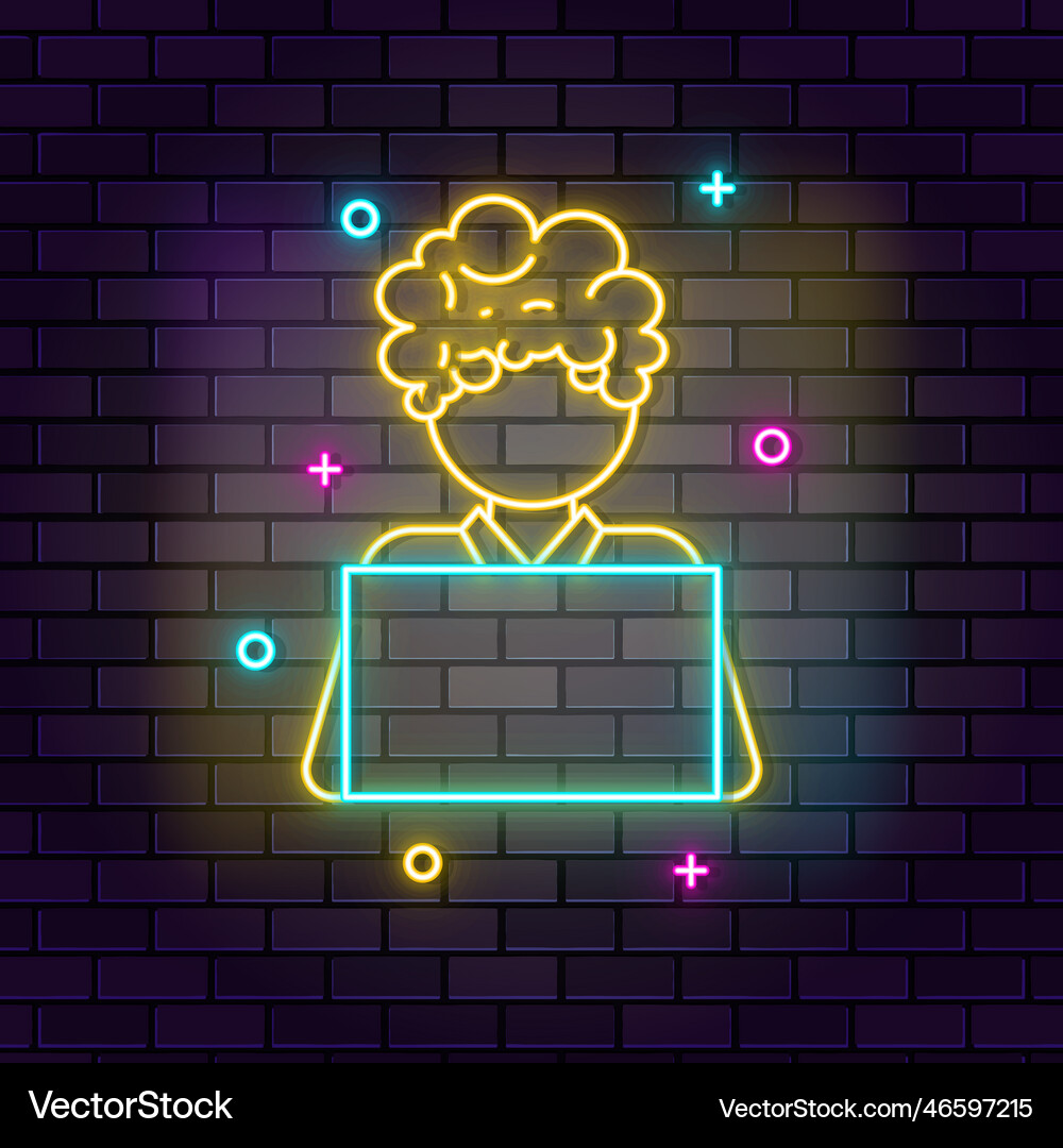 Online learning student neon icon education neon Vector Image