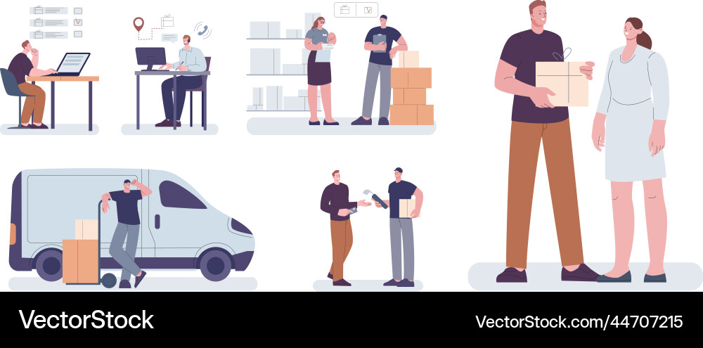 Order and delivery concept delivery man Royalty Free Vector