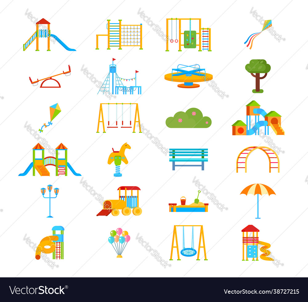 Playground flat elements set Royalty Free Vector Image