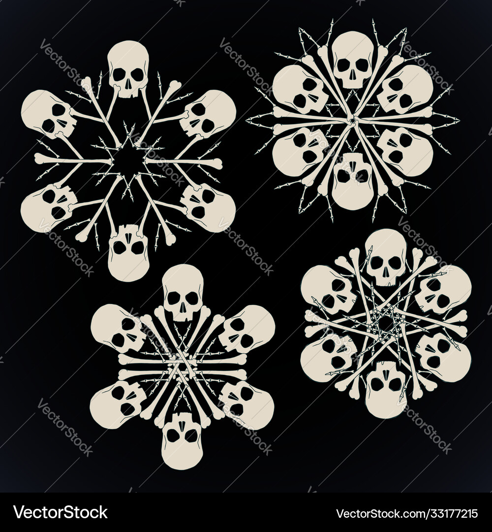 Skulls and bones jolly snowflakes Royalty Free Vector Image