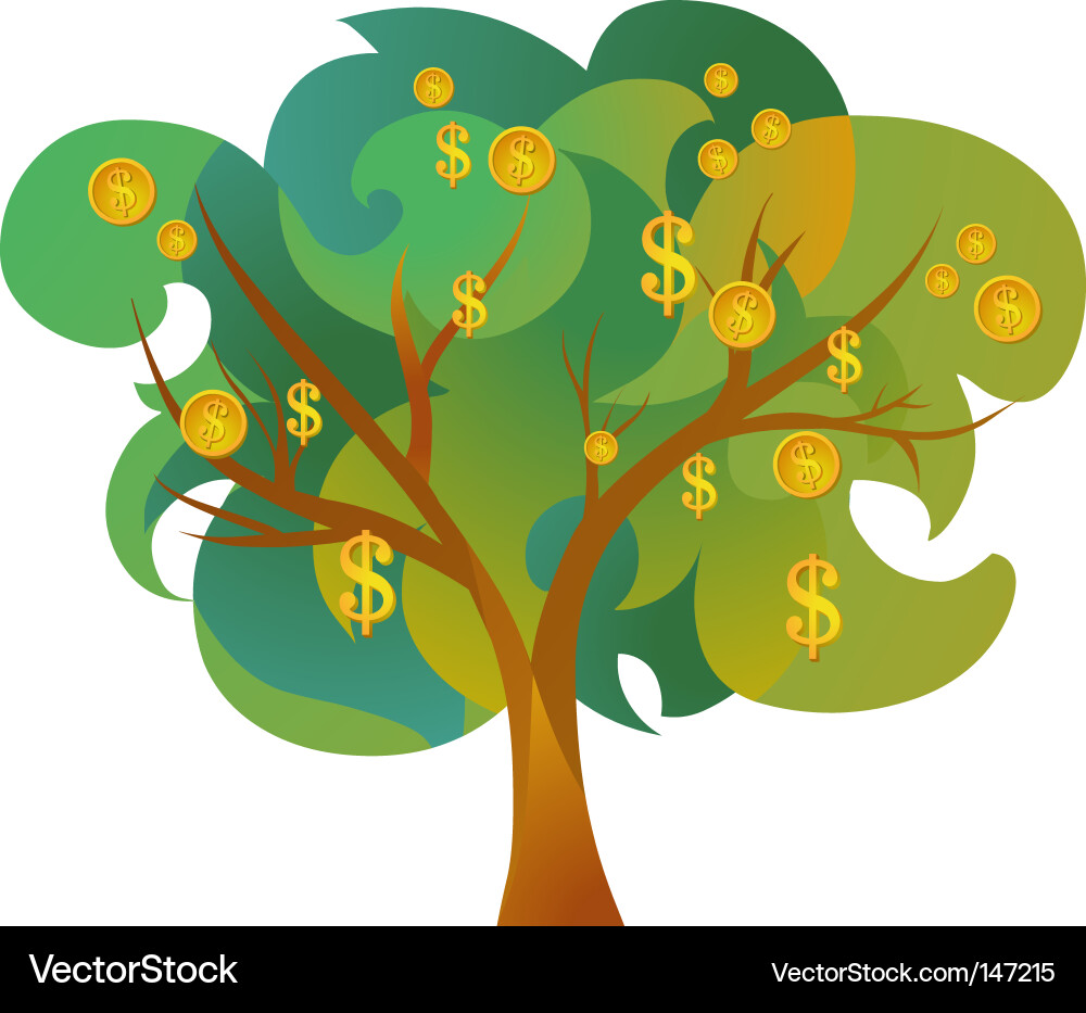 Tree with dollar signs Royalty Free Vector Image