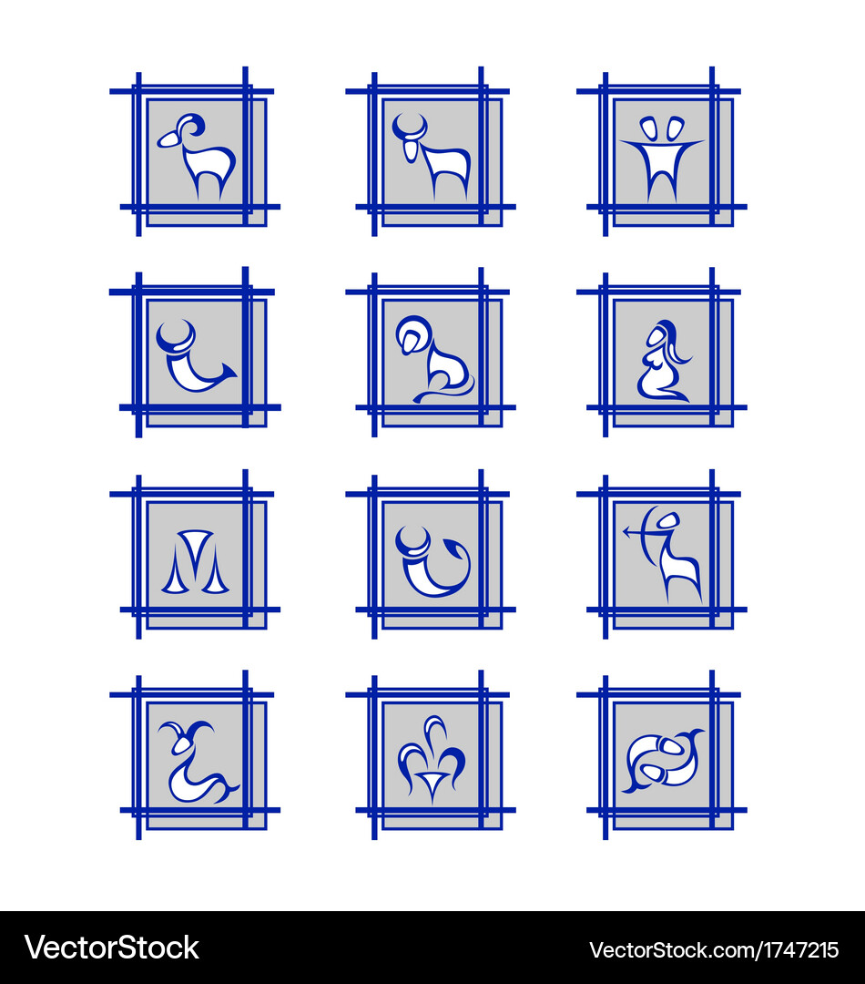 Zodiac Signs on gray squares Royalty Free Vector Image