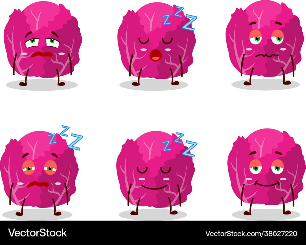 Cartoon character red cabbage with sleepy Vector Image
