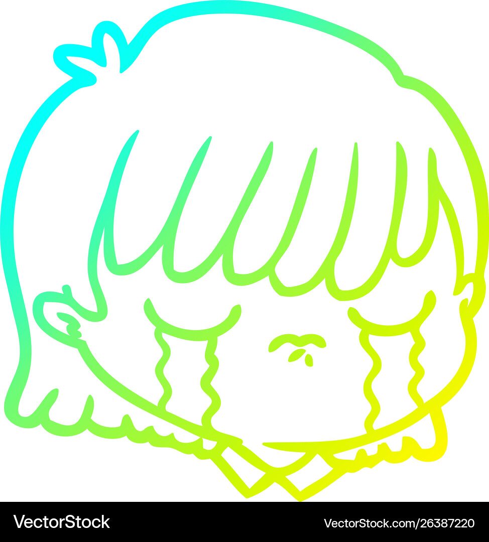 Cold gradient line drawing cartoon female face Vector Image