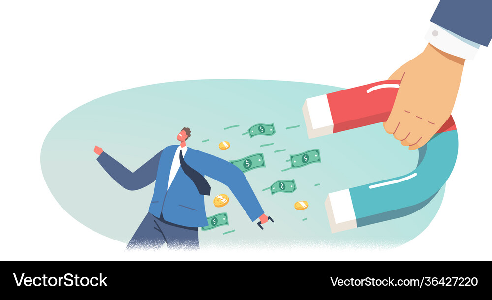 Debt collection concept businessman character Vector Image