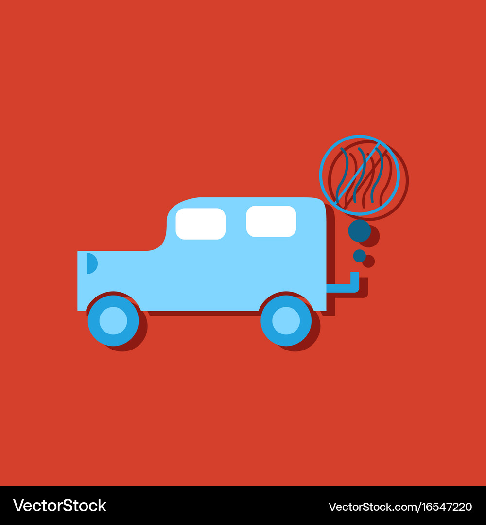Flat icon design collection car and smoke Vector Image