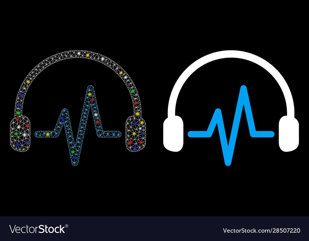 Glossy mesh wire frame listen icon with flare Vector Image Glossy mesh wire frame listen icon with flare Vector Image