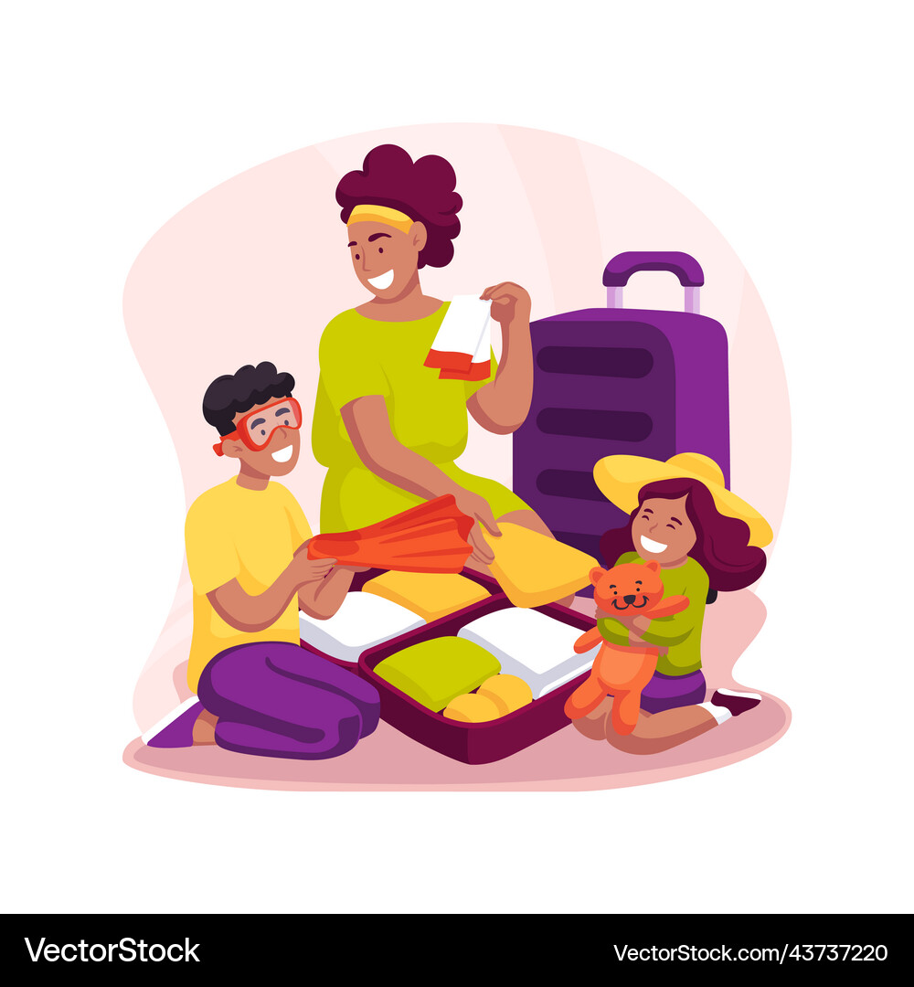 Luggage packing isolated cartoon Royalty Free Vector Image