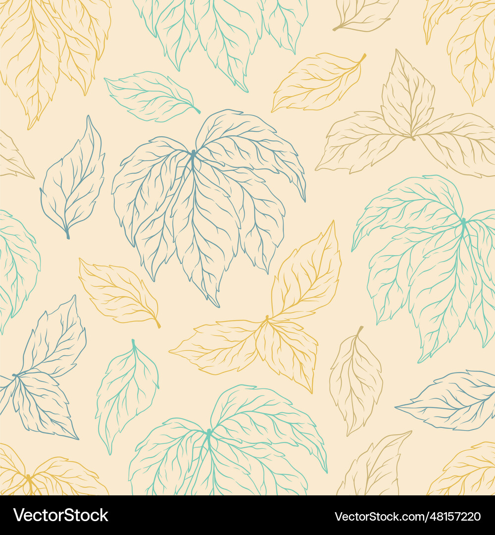 Seamless pattern of silhouette leaves Royalty Free Vector