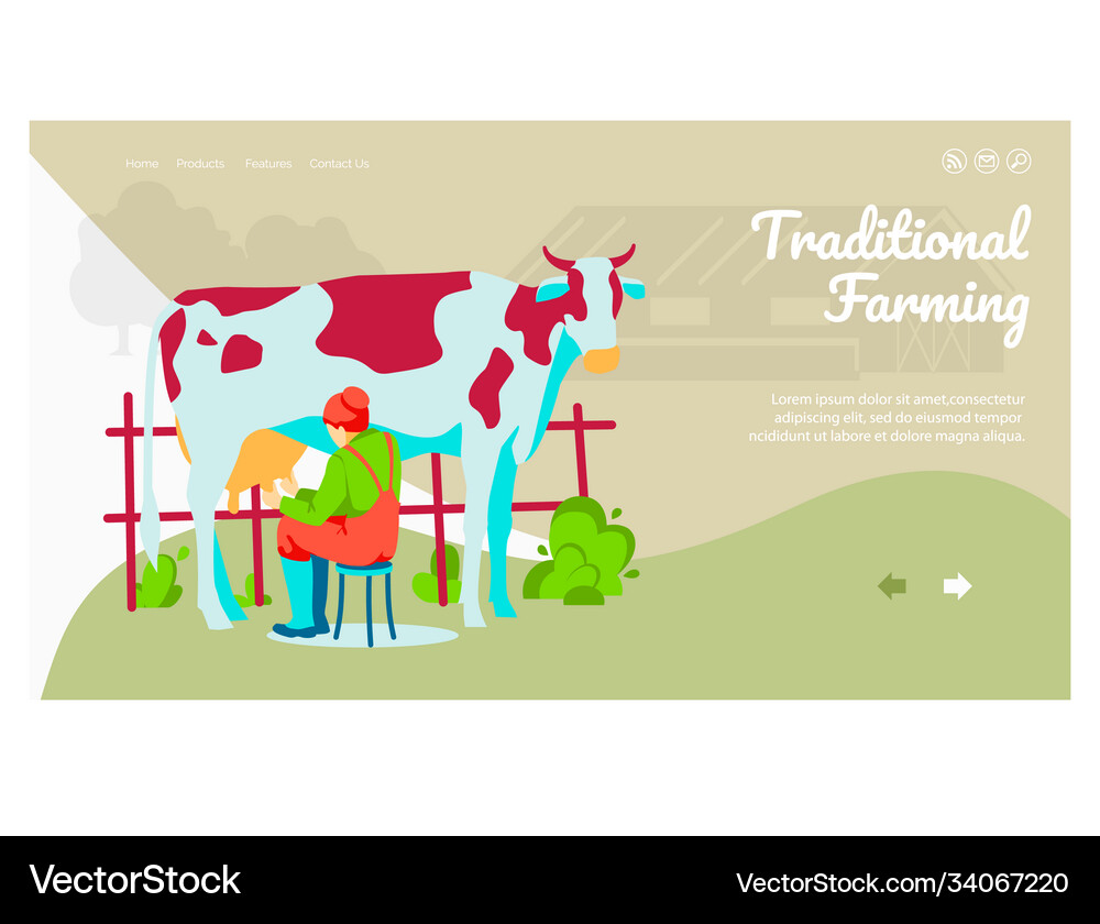 Traditional farming landing page Royalty Free Vector Image