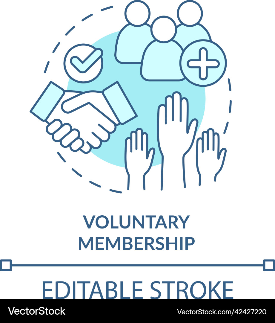 Voluntary membership turquoise concept icon Vector Image