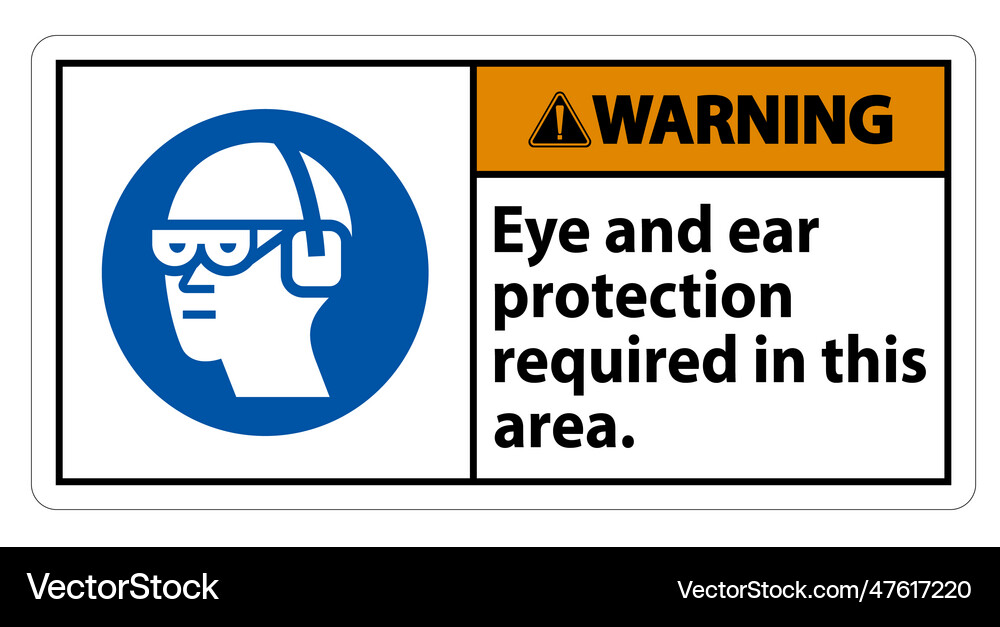Warning sign eye and ear protection required Vector Image