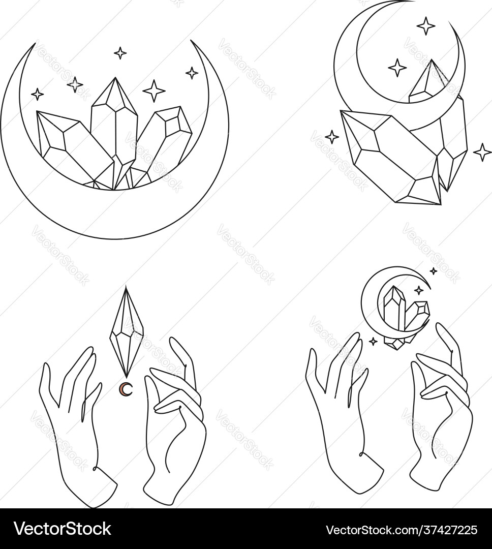 A set female hand logos in minimal linear Vector Image