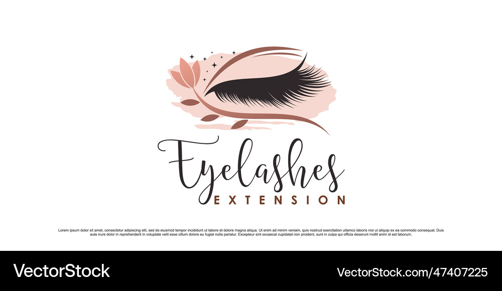 Beauty eyelashes logo design template with leaf Vector Image