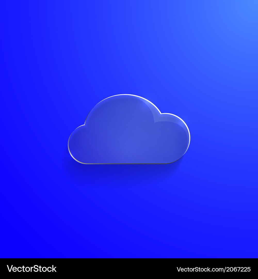 Blue eco glossy glass cloud icon Royalty Free Vector Image