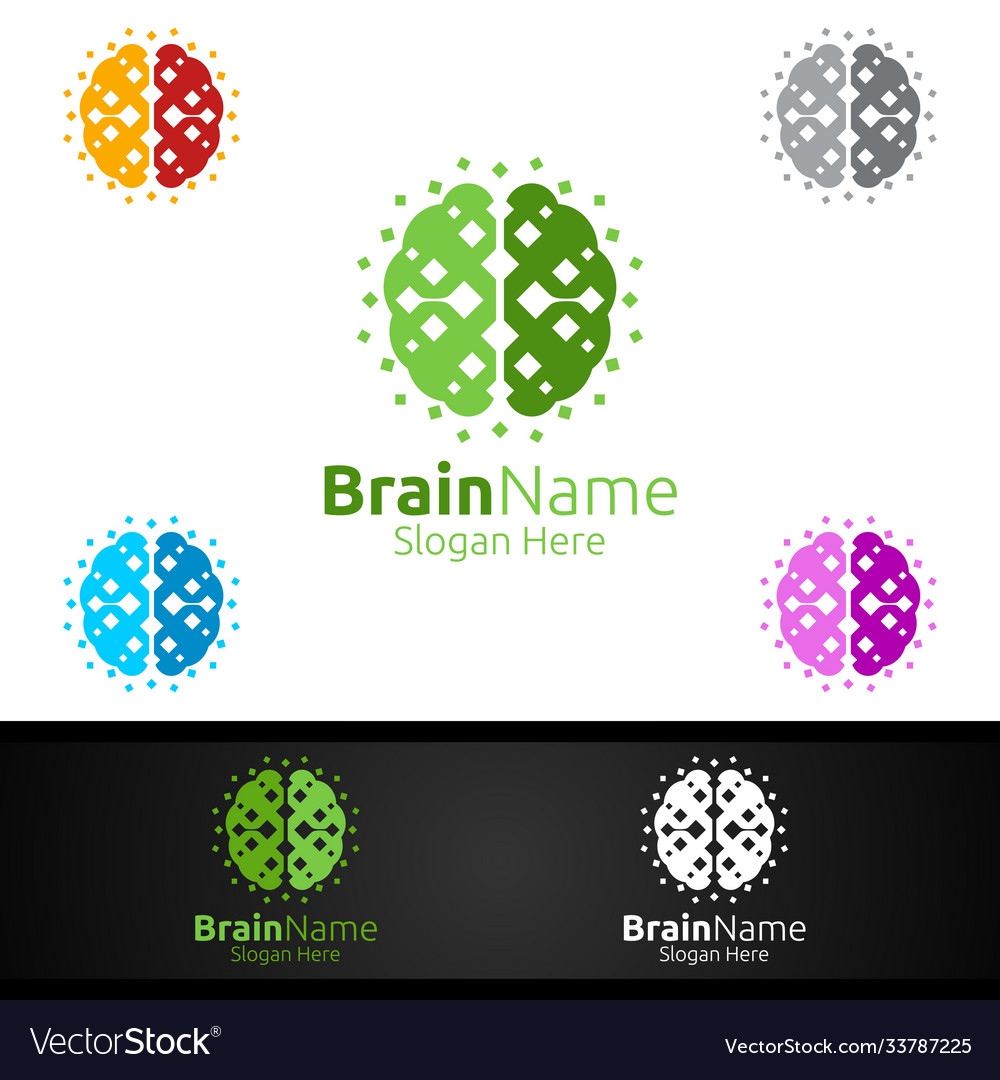 Diamond brain logo with think idea concept design Vector Image