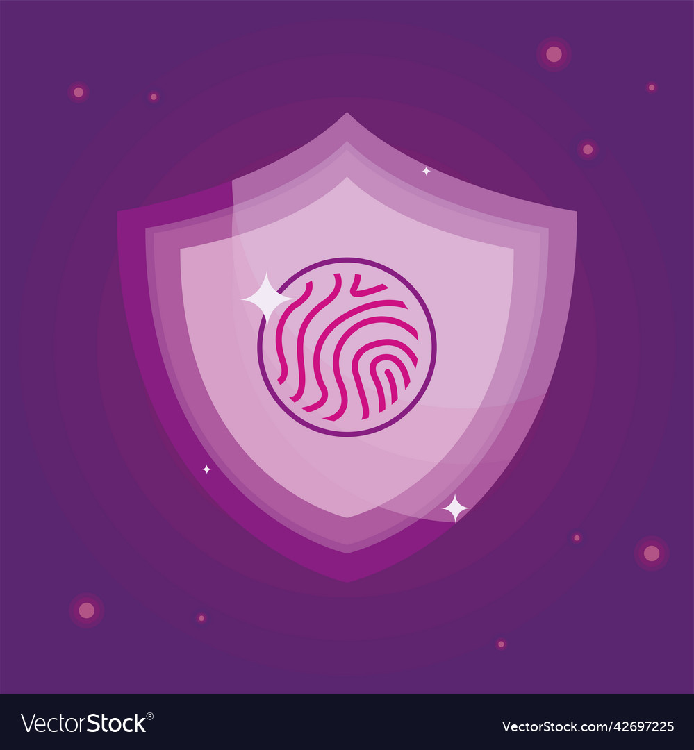 Finger print on shield Royalty Free Vector Image
