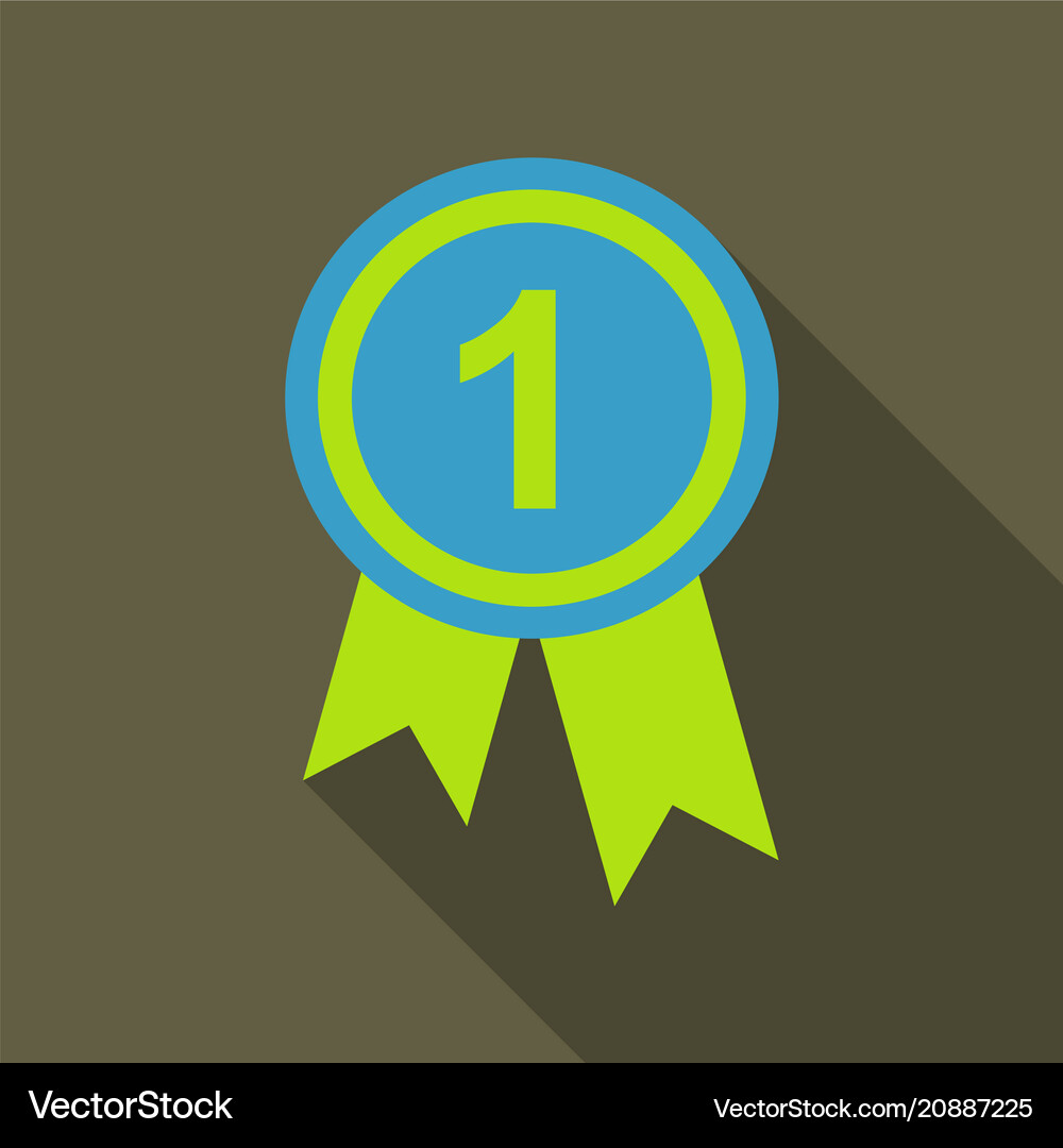 Flat award medal with long shadow sport Royalty Free Vector
