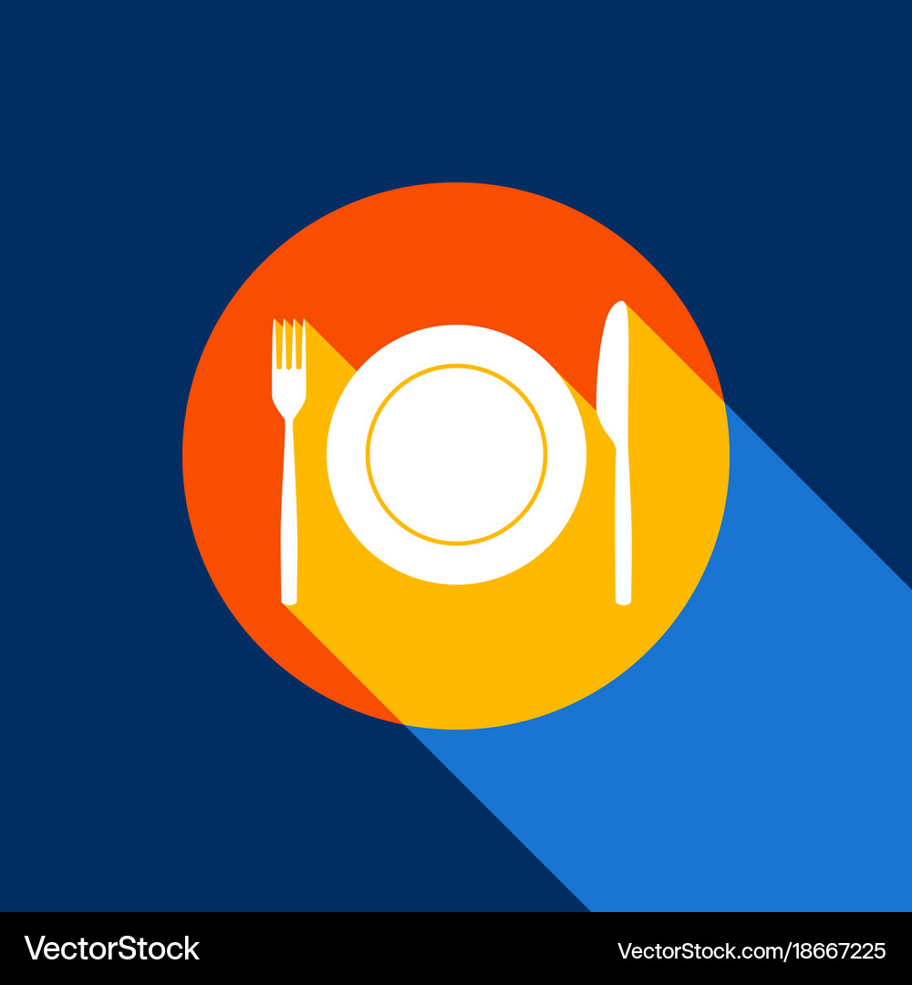 Fork knife and plate sign white icon Royalty Free Vector