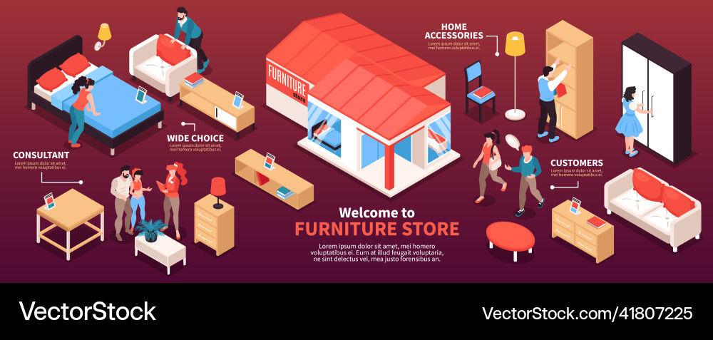 Furniture store horizontal infographics layout Vector Image