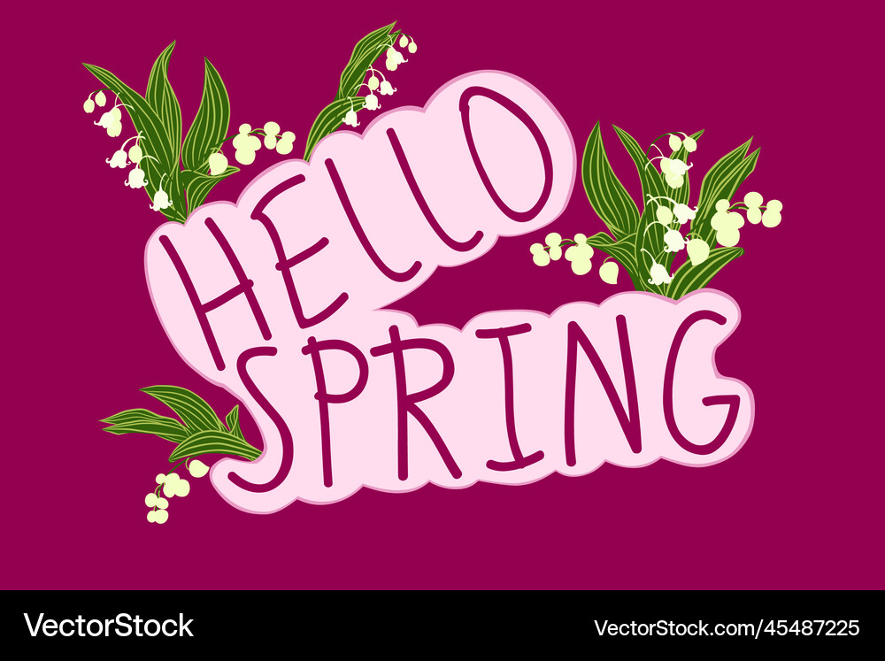 Hello spring days poster or card with bouquet Vector Image