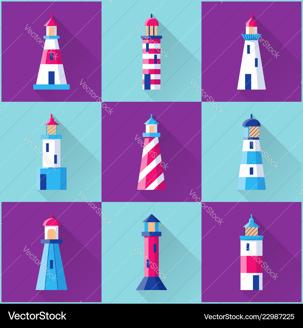 Lighthouse Icon Set - Nautical Style Royalty Free Vector