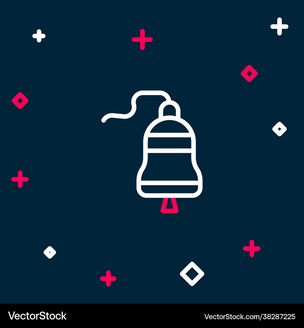 Line ship bell icon isolated on blue background Vector Image
