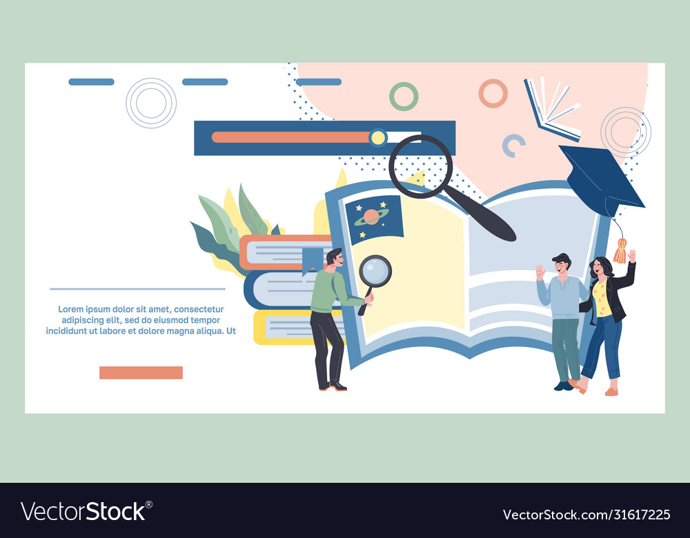 Online learning and elearning banner with tiny Vector Image