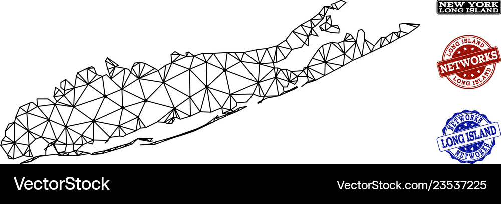 Polygonal network mesh map of long island Vector Image
