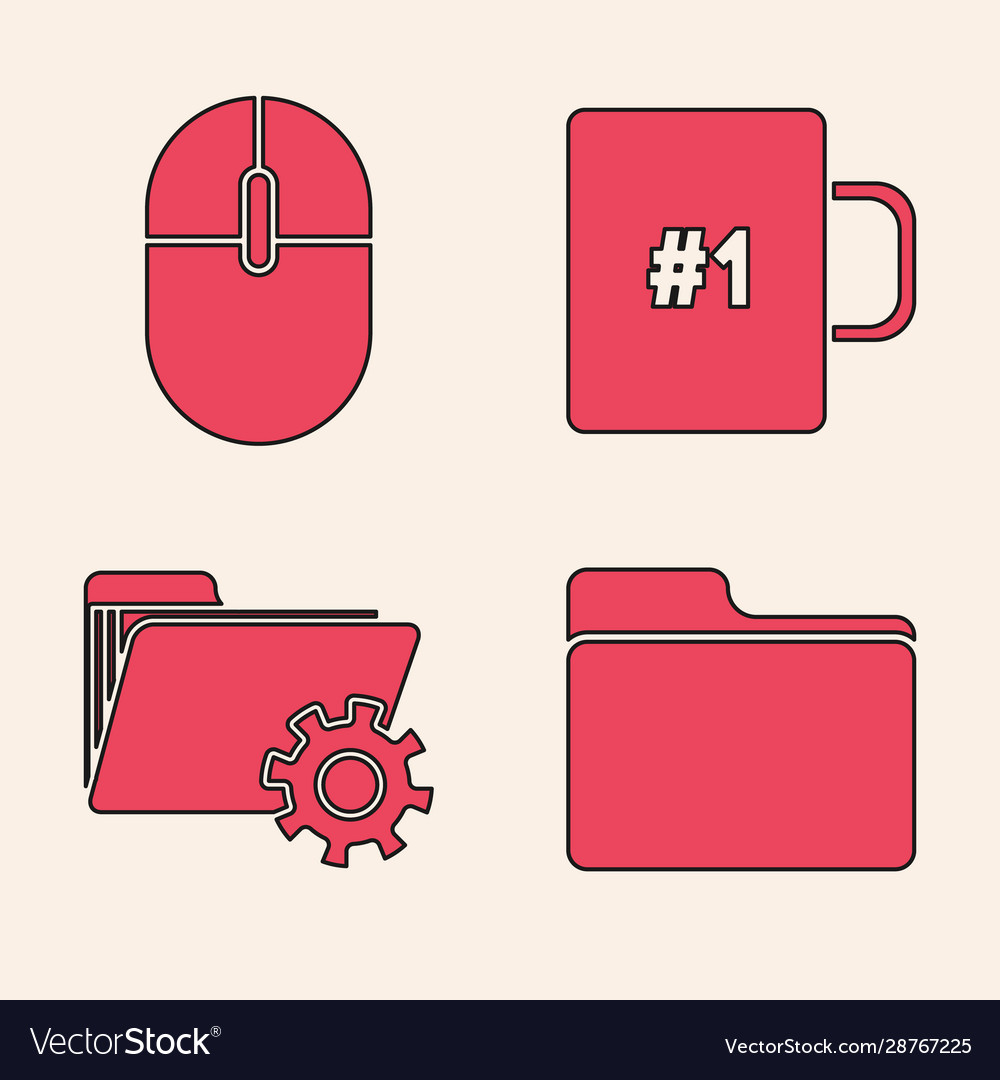 Set document folder computer mouse coffee cup Vector Image