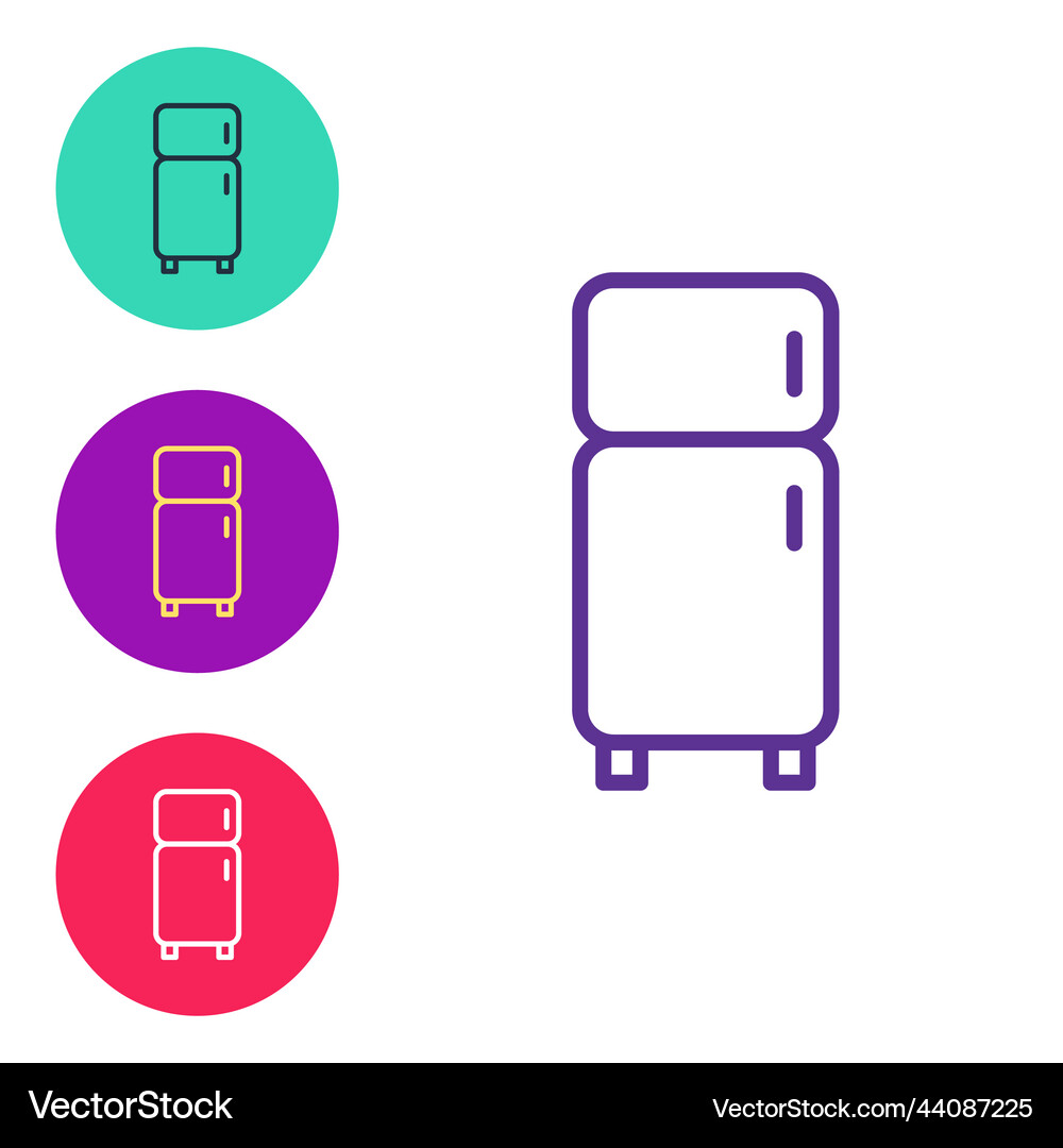 Set line refrigerator icon isolated on white Vector Image