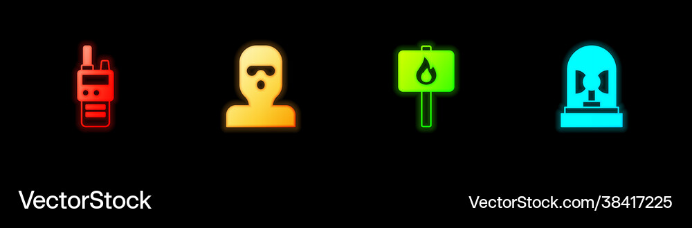 Set walkie talkie thief mask protest and flasher Vector Image