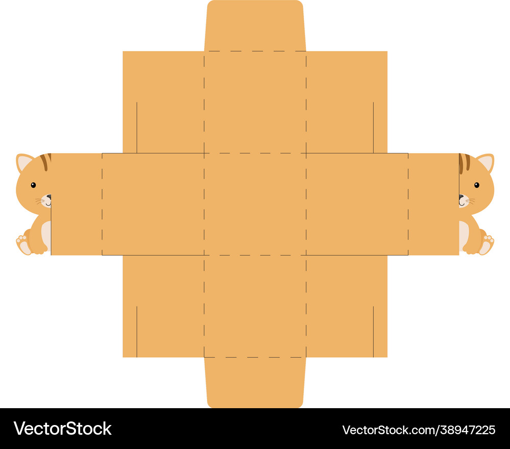 Simple packaging favor box cat design for sweets Vector Image