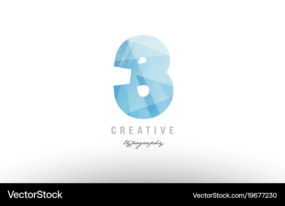 3 three blue polygonal number logo icon design Vector Image