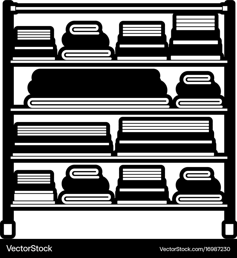 Black sections silhouette of rack with stack of Vector Image