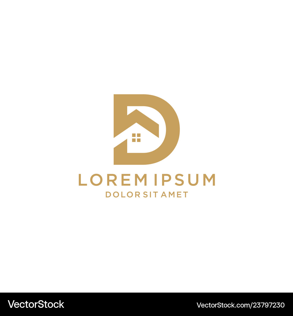 D letter with home logo icon Royalty Free Vector Image