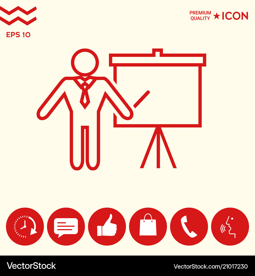 Presentation sign - line icon man standing Vector Image