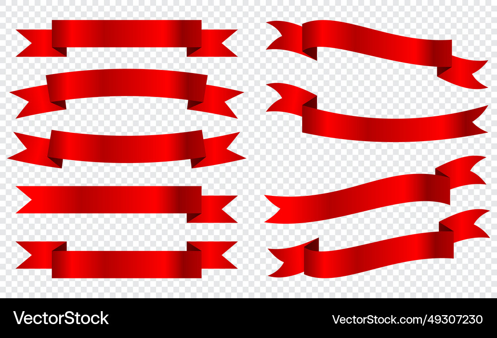 Silk red ribbons and labels collection Royalty Free Vector